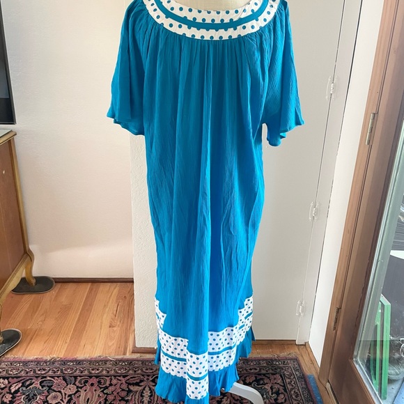 Anthony Richards | Dresses | Fun Blue And White Muumuu | Poshmark